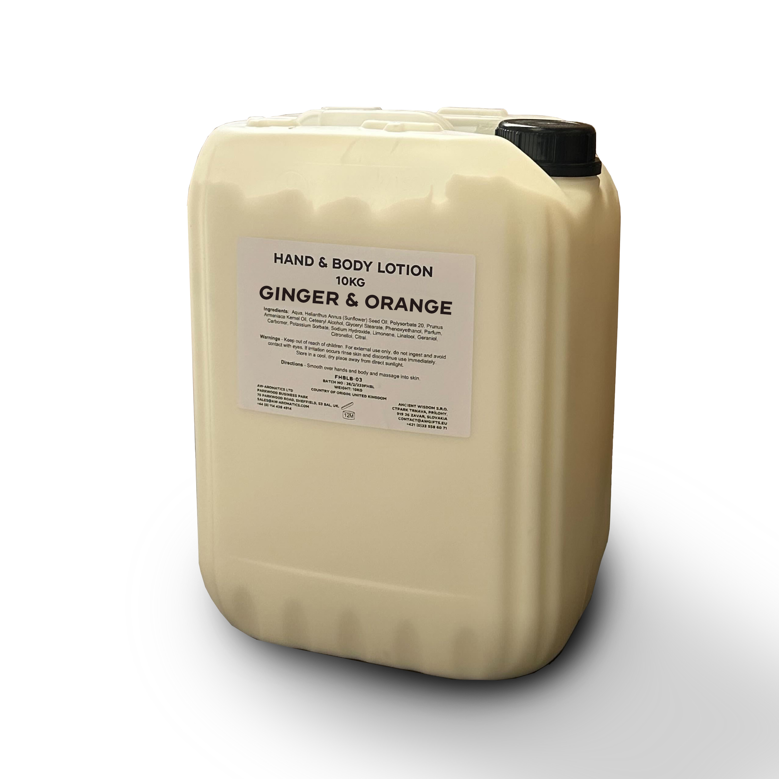 Ginger & Orange Hand and Body Lotion (KG) - AW Aromatics - White Label ...